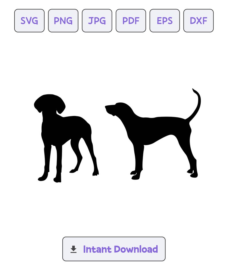 Treeing Walker Coonhound Silhouette: SVG, DXF, EPS (instant Download ...