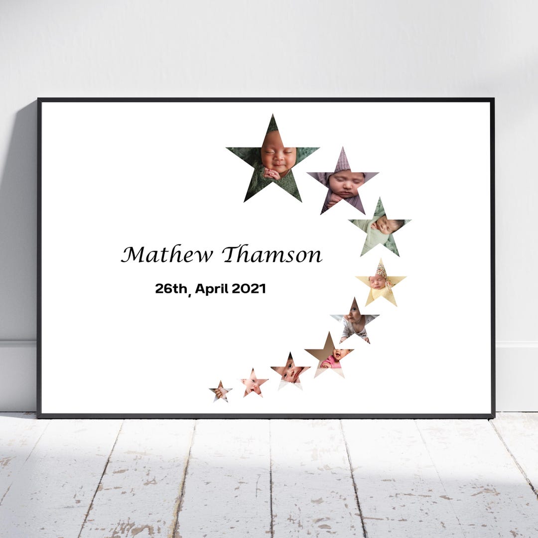 Custom Star Photo Collage, Personalized Star Gift, Star Collage ...