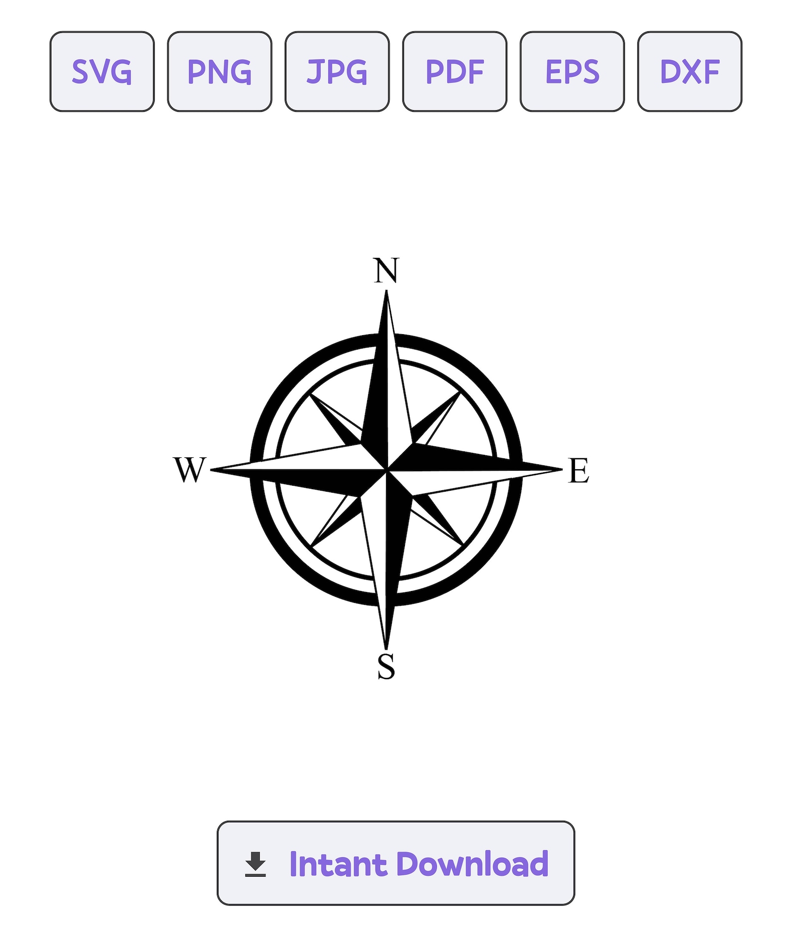 Compass Rose Silhouette SVG, Svg, Compass Rose Dxf, Eps, Compass Cricut ...