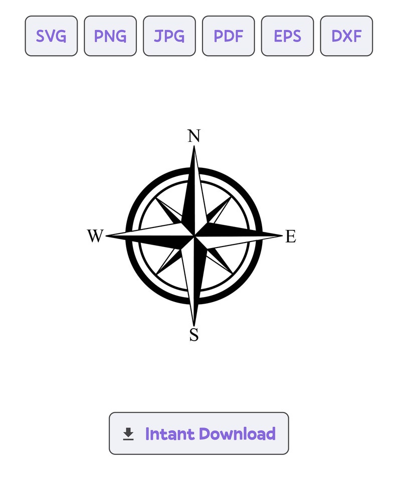 Compass Rose Silhouette SVG, Svg, Compass Rose Dxf, Eps, Compass Cricut ...
