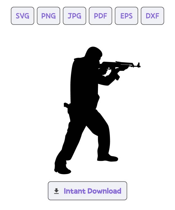 Shooting Man Silhouette SVG Svg Dxf Eps Cricut Gun - Etsy