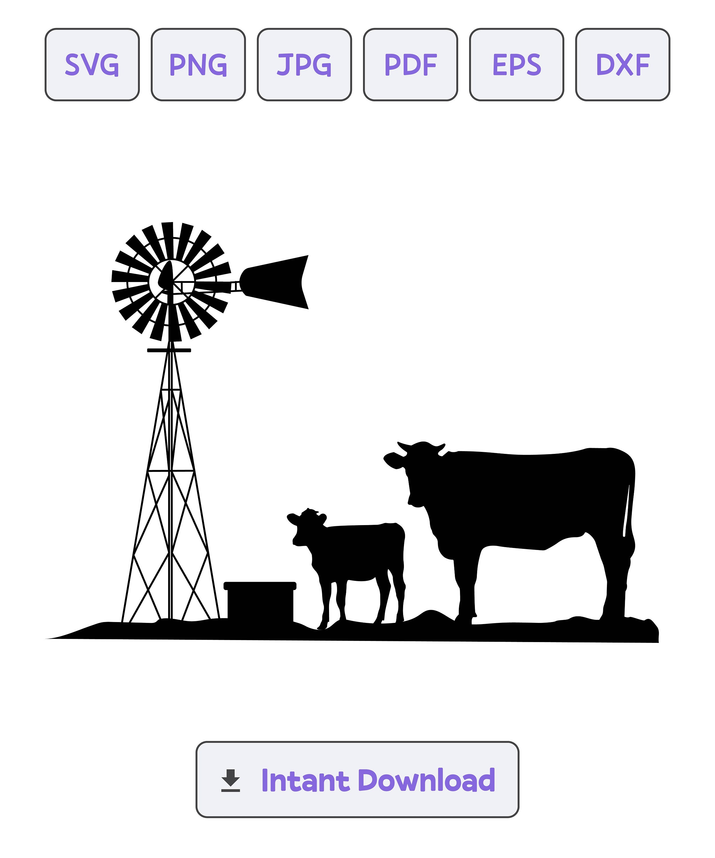 Farm Scene Silhouette