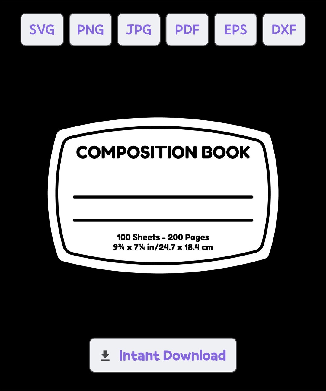 Composition Notebook Label Designs: Tumbler, Shirt Decal Clipart ...