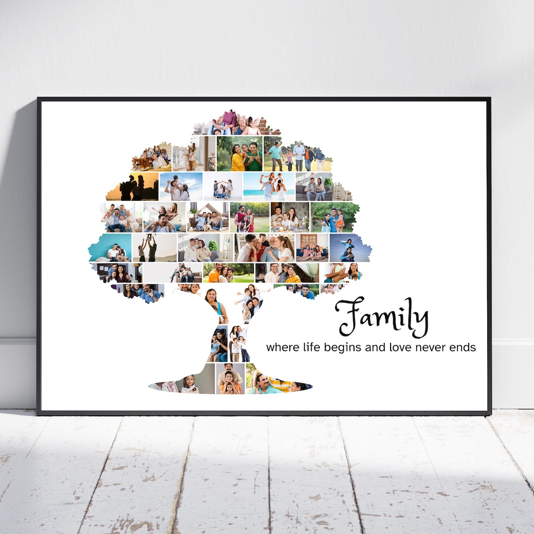 Personalized Family Tree Photo Collage, Custom Family Tree Gift ...