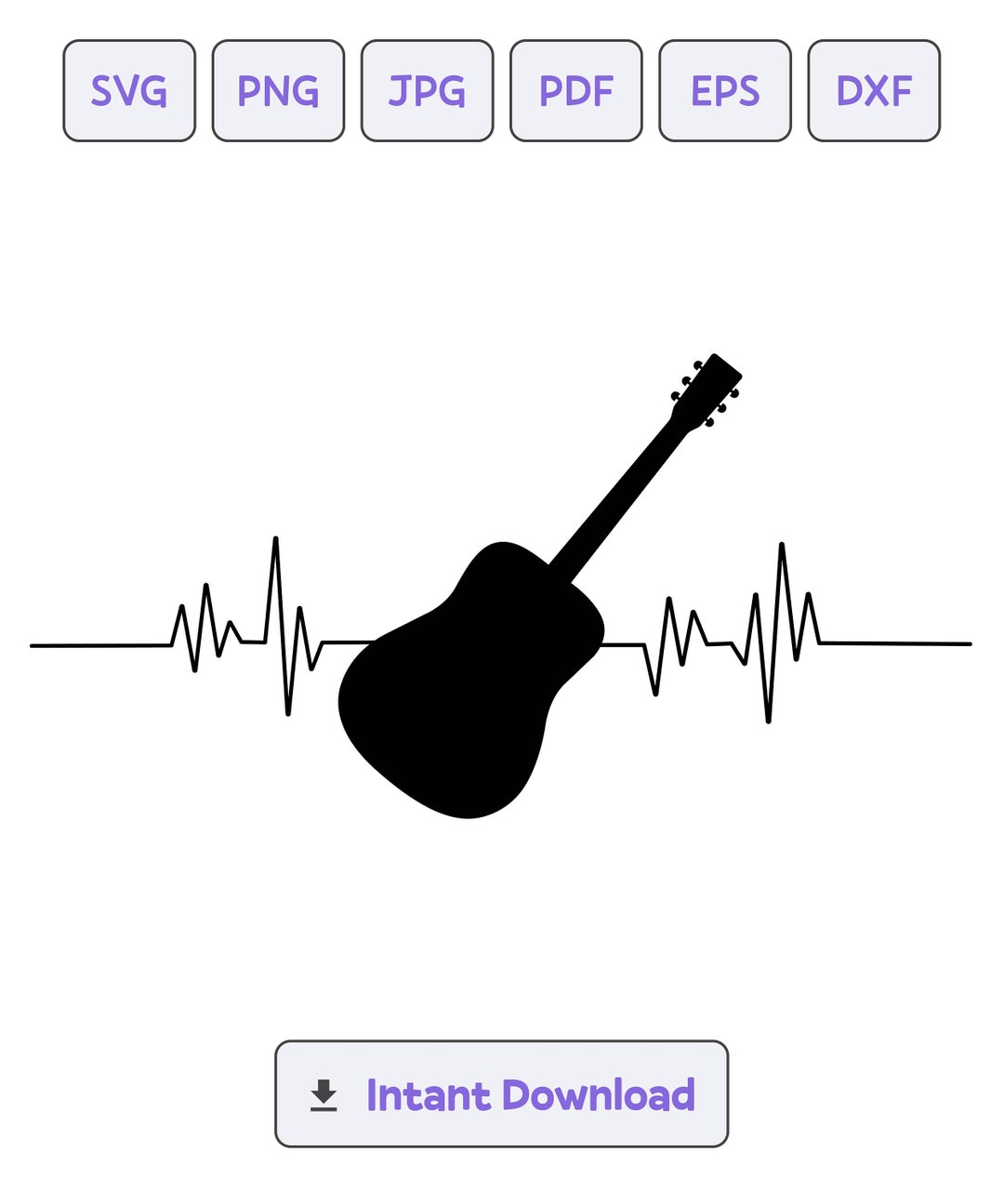 Bass Guitar Heartbeat SVG, PNG, Eps -guitar Silhouette | Digital ...