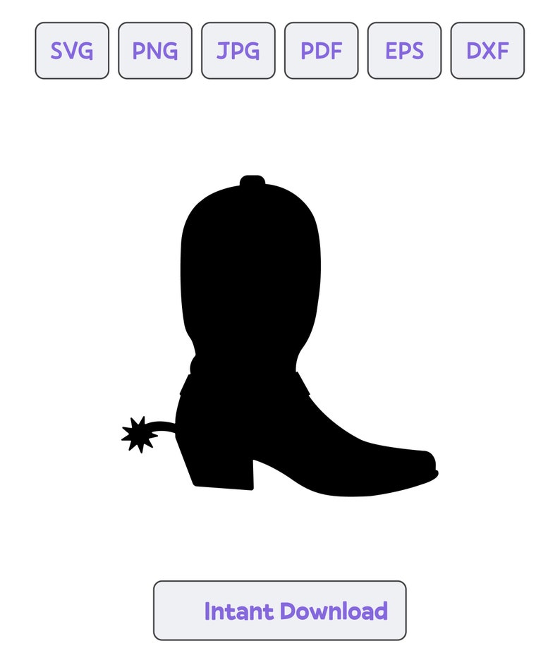 Cowboy Boot Silhouette SVG Svg Dxf Eps Cricut Clipart - Etsy