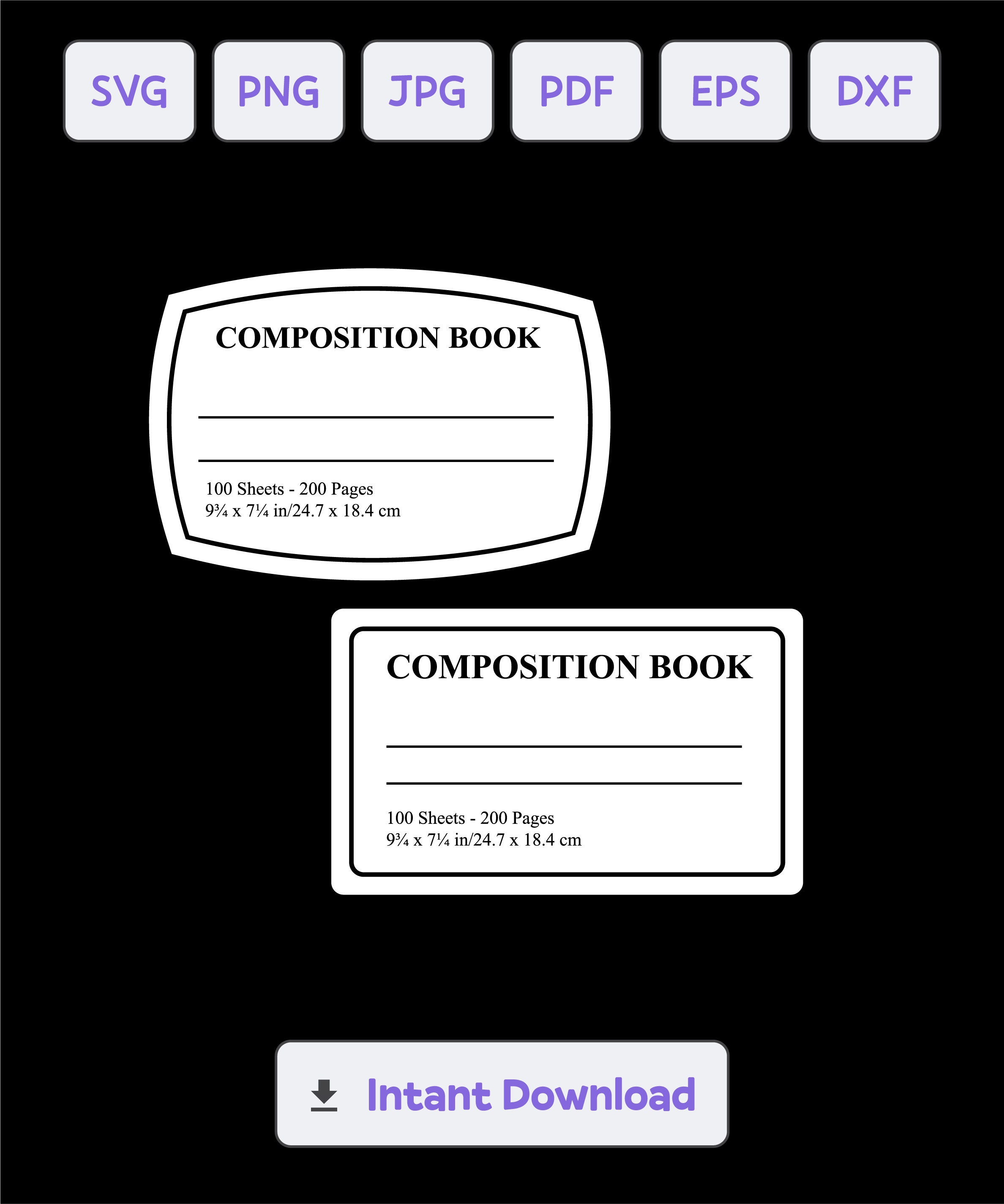 Composition Notebook Label - 2 Designs for Tumblers, Shirts, Decal ...