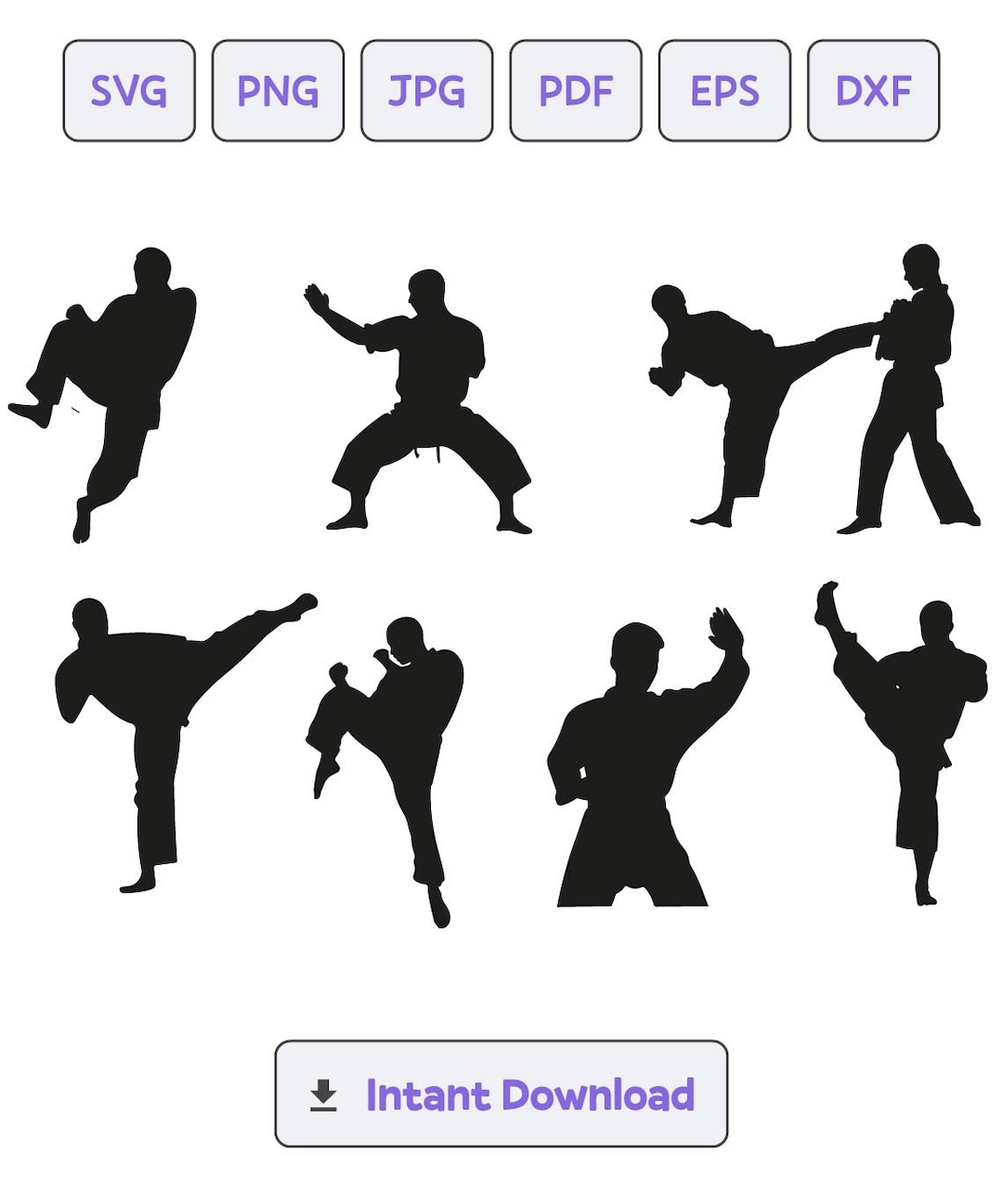 Karate Fighter Silhouette SVG, Svg, Karate Dxf, Eps,karate Cricut ...