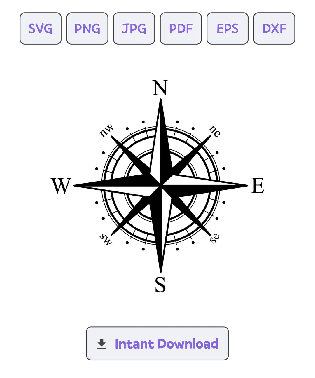 Compass Silhouette SVG, Svg, Compass Dxf, Eps, Compass Cricut, Compass ...