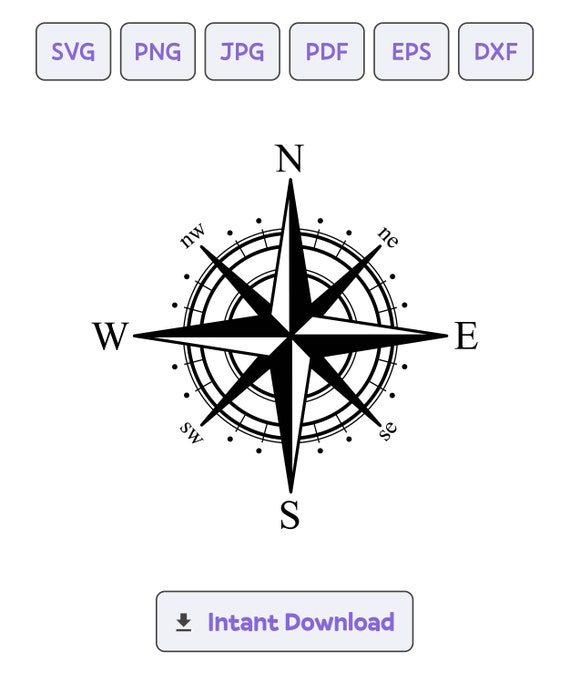 Compass Silhouette SVG Svg Compass Dxf Eps Compass Cricut - Etsy Canada