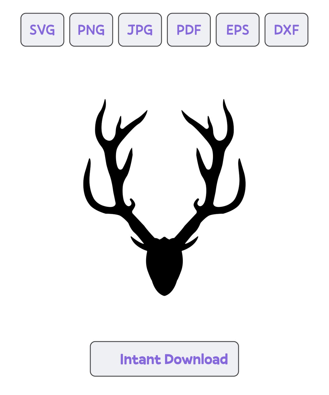 Antler Silhouette SVG, Svg, Dxf, Eps, Cricut, Clipart, Silhouette Cut ...