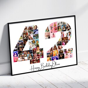 42nd Birthday Photo Collage Template | DIY Canva Editable Poster ...