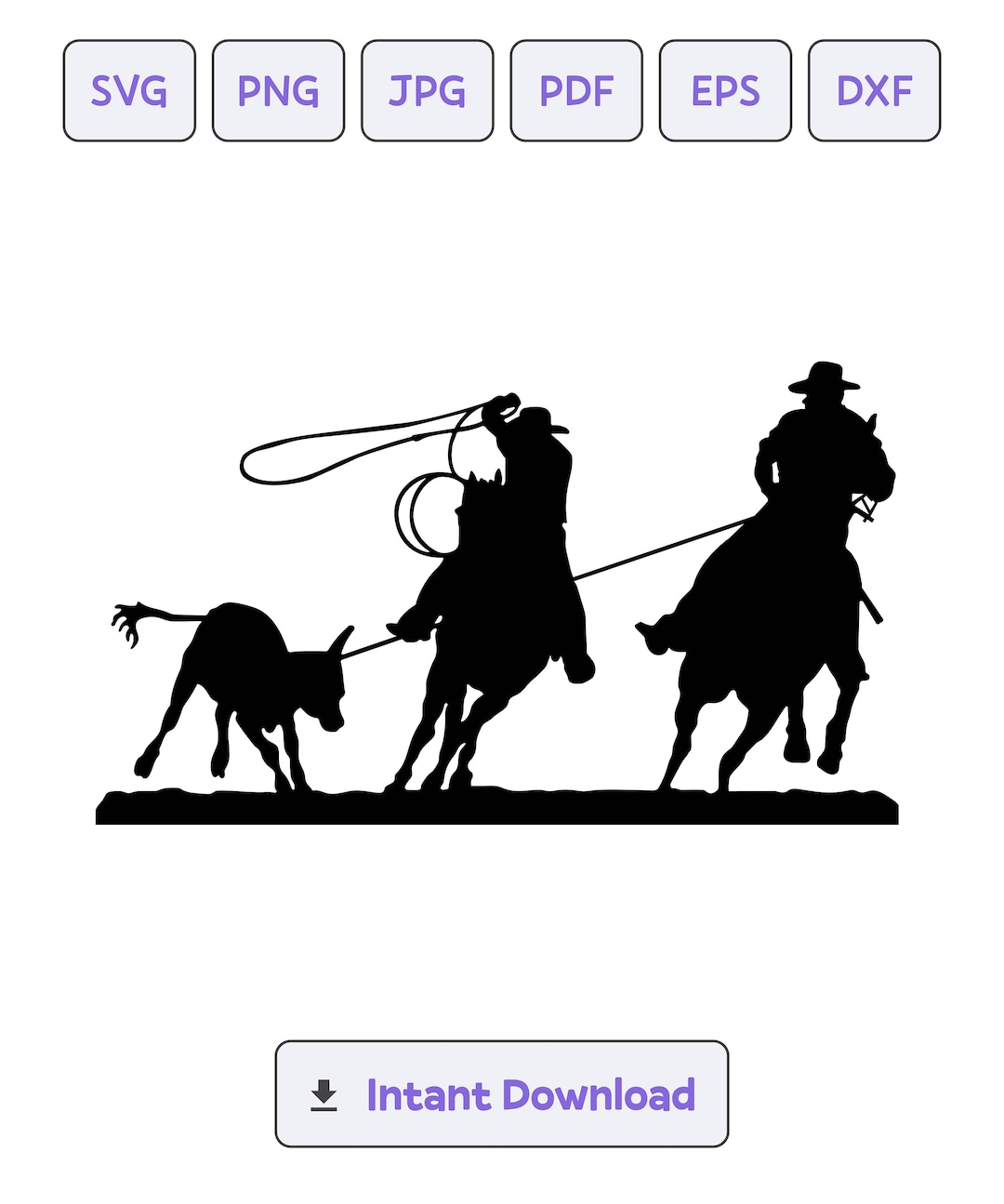 Team Roping Rodeo Ranch Silhouette SVG, Svg, Dxf, Team Roping Rodeo ...