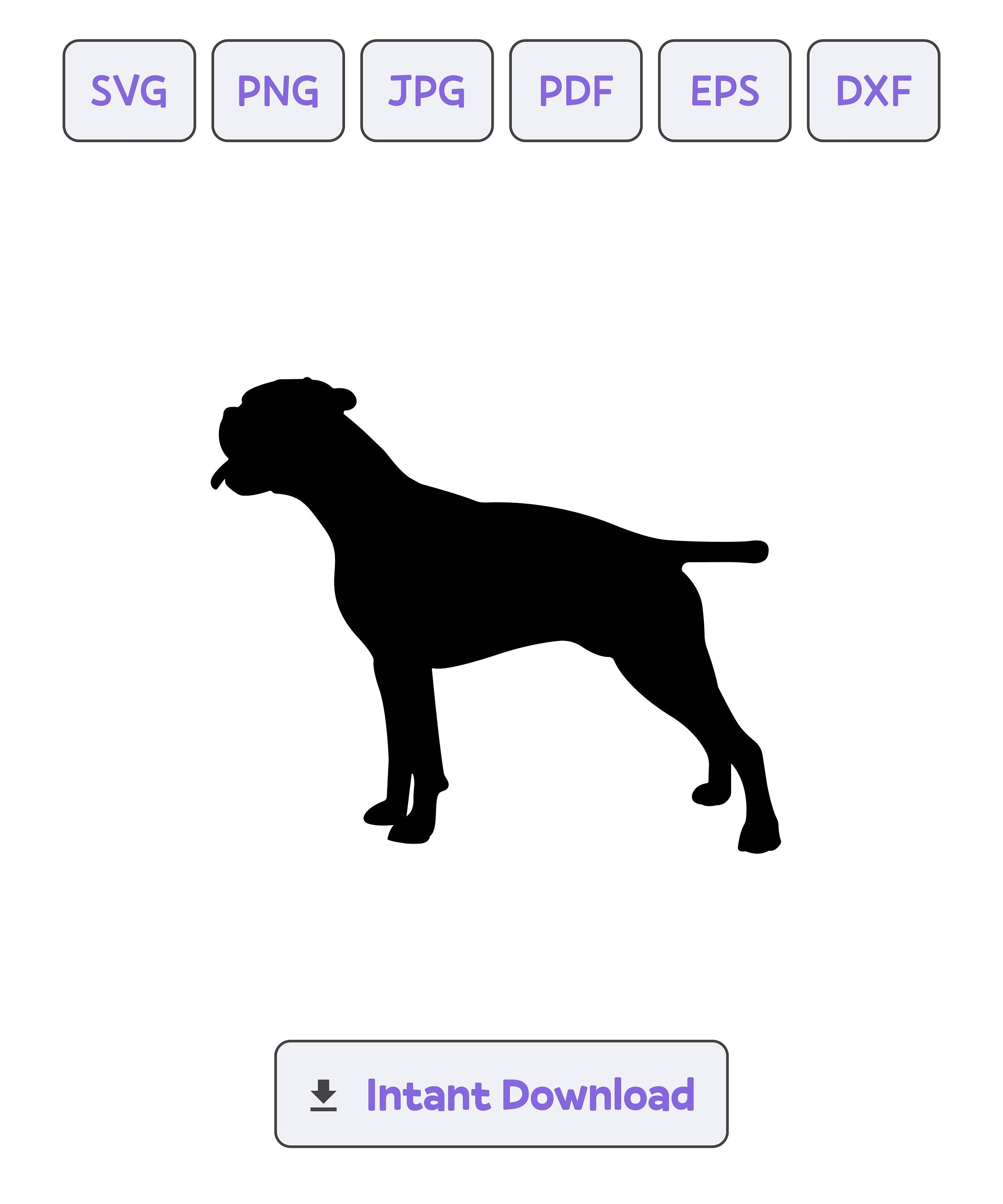 Boxer Dog Silhouette SVG, Svg, Dxf, Eps, Boxer Dog Cricut, Boxer Dog ...