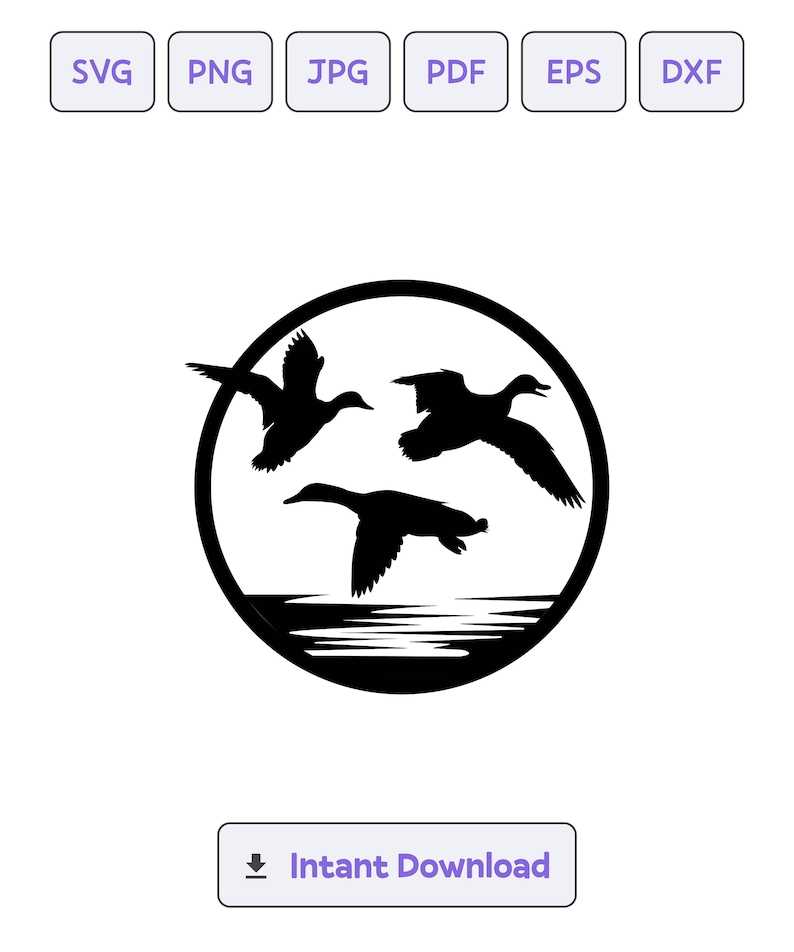 Flying Duck Silhouette SVG Svg Flying Duck Dxf Eps - Etsy