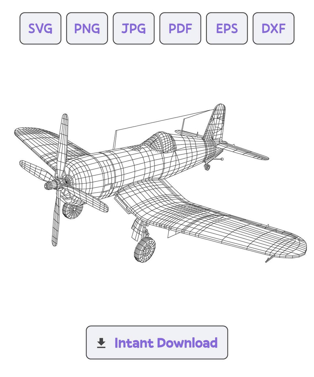 F4u_corsair Aircraft 3D Polygon Illusion Acrylic Hologram Night Led ...