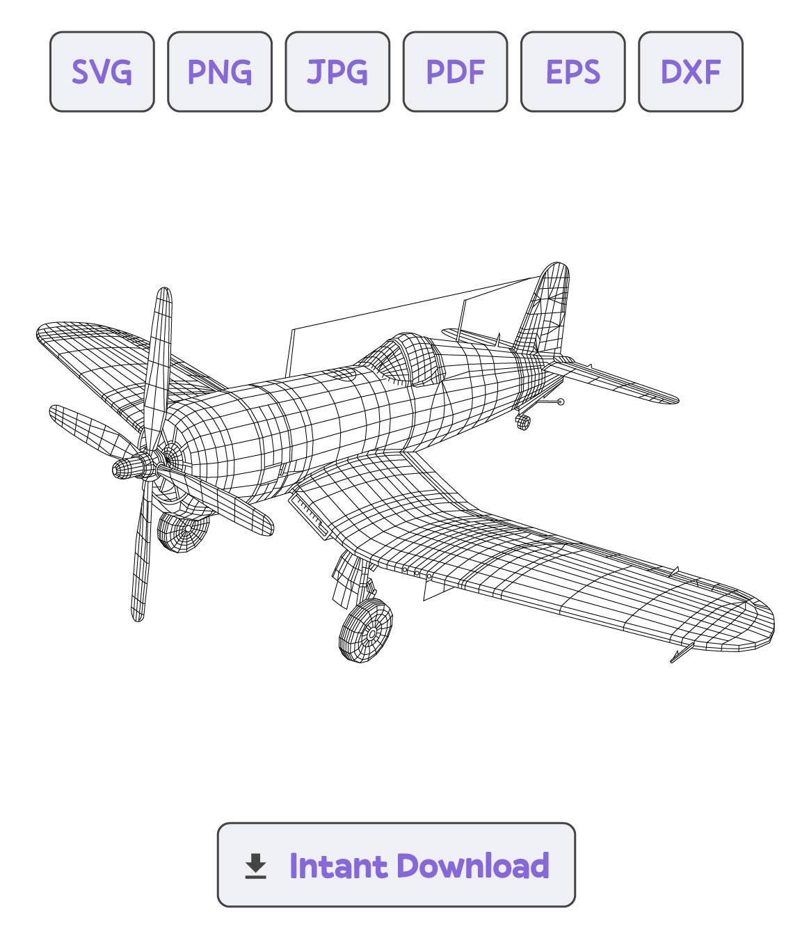 F4u_corsair Aircraft 3D Polygon Illusion Acrylic Hologram Night Led Lamp Laser Cut Engraving Svg ...