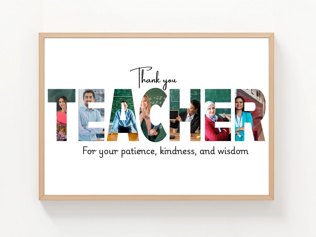 Personalized Teacher Photo Collage: Custom Memorial Artwork (digital ...
