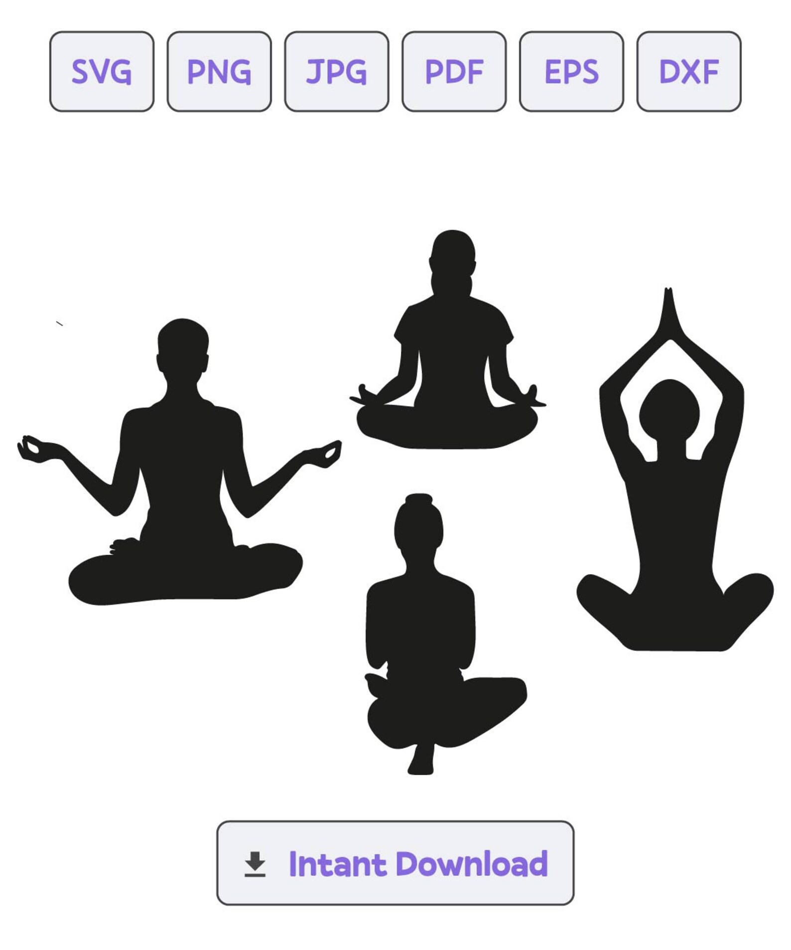 Yoga Poses Silhouette SVG, Svg, Dxf, Eps, Yoga Poses Cricut, Clipart ...