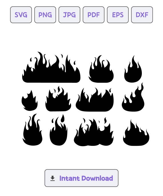 Flames Silhouette SVG Svg Flames Dxf Flames Eps Flames - Etsy