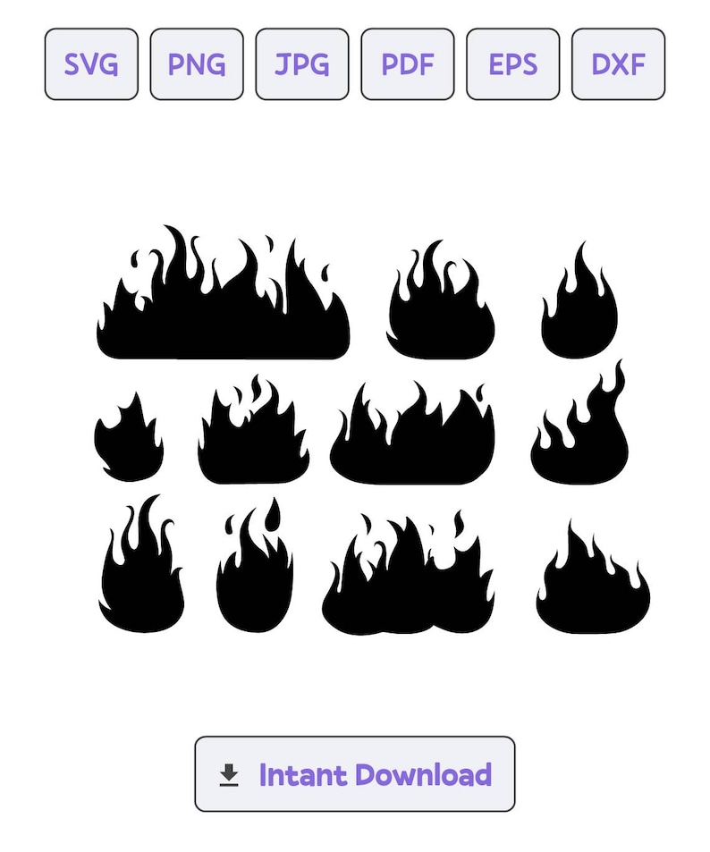 Flames Silhouette SVG, Svg, Flames Dxf, Flames Eps, Flames Cricut ...