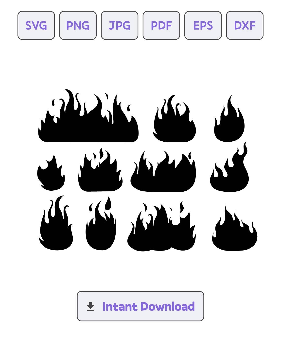 Flames Silhouette SVG, Svg, Flames Dxf, Flames Eps, Flames Cricut ...