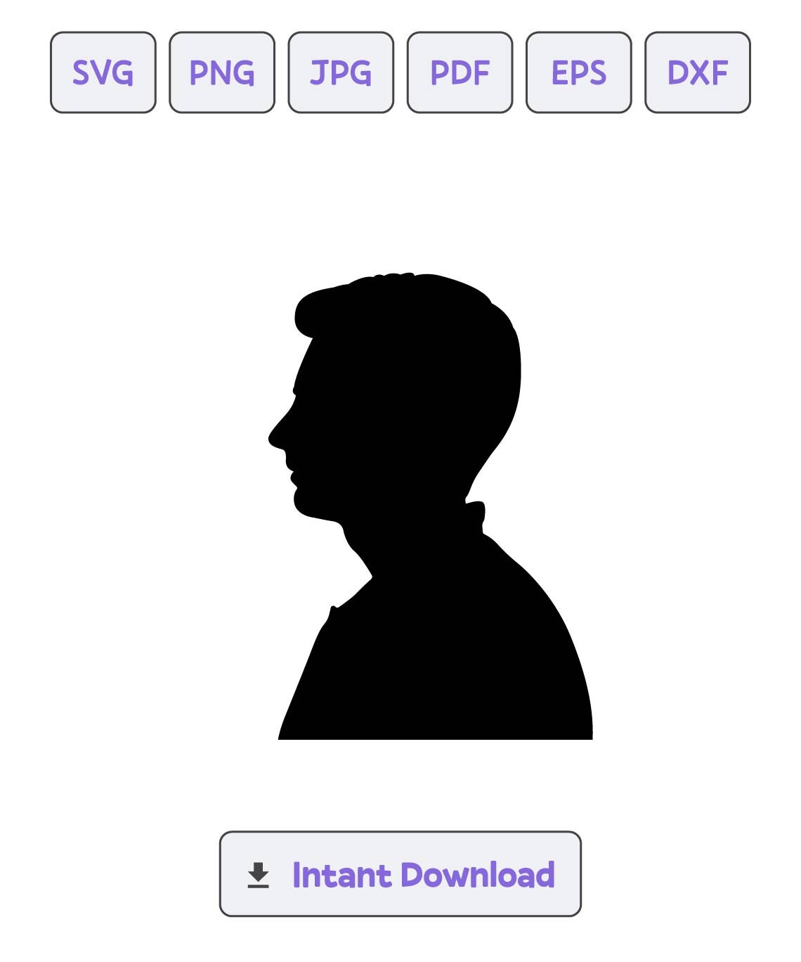 Men Side Profile Silhouette SVG, Svg, Dxf, Men Side Profile Eps, Cricut ...