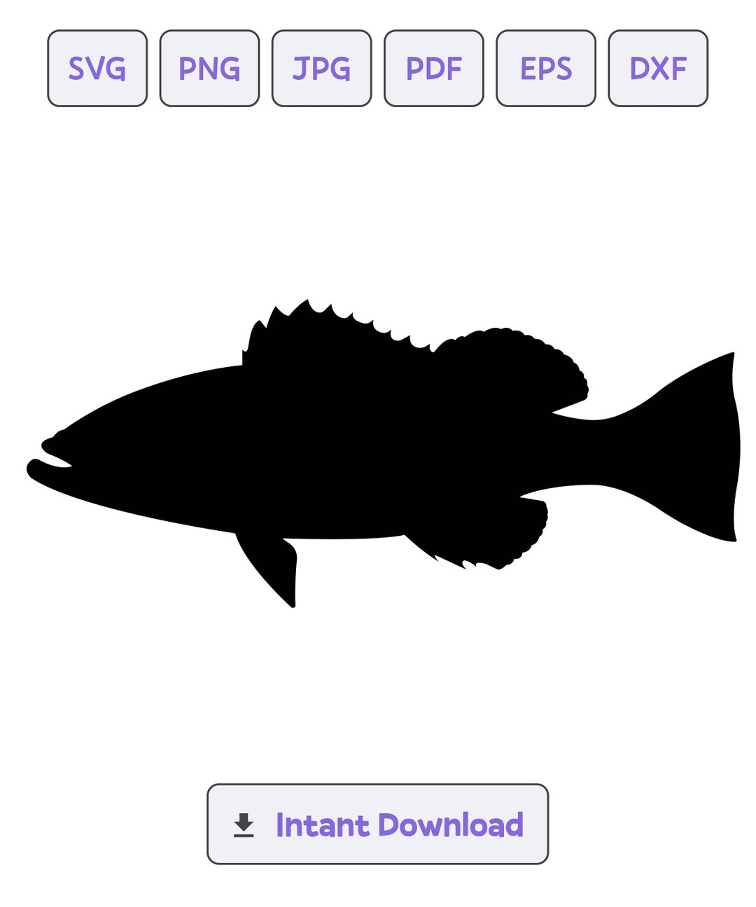 Gag Grouper Fish Silhouette SVG, Svg, Dxf, Fish Eps, Fish Cricut, Fish ...