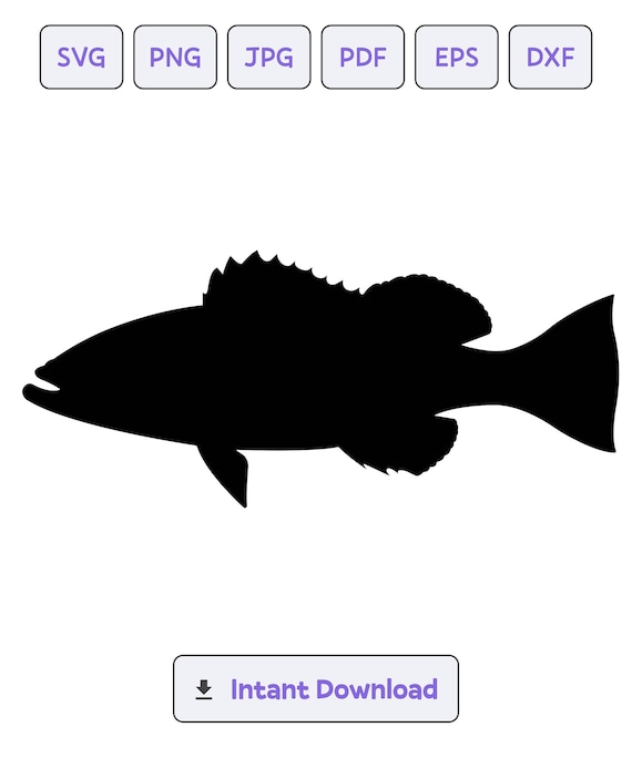 Gag Grouper Fish Silhouette SVG Svg Dxf Fish Eps Fish | Etsy