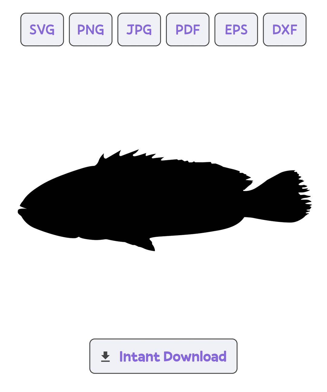 Blackgrouper Fish Silhouette SVG, Svg, Dxf, Fish Eps, Cricut ...