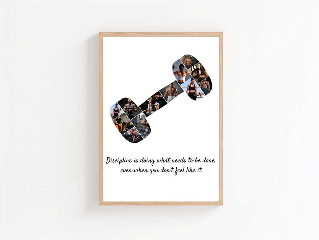 Dumbbell Photo Collage Template, Fitness Gym Gift , Canva Digital ...