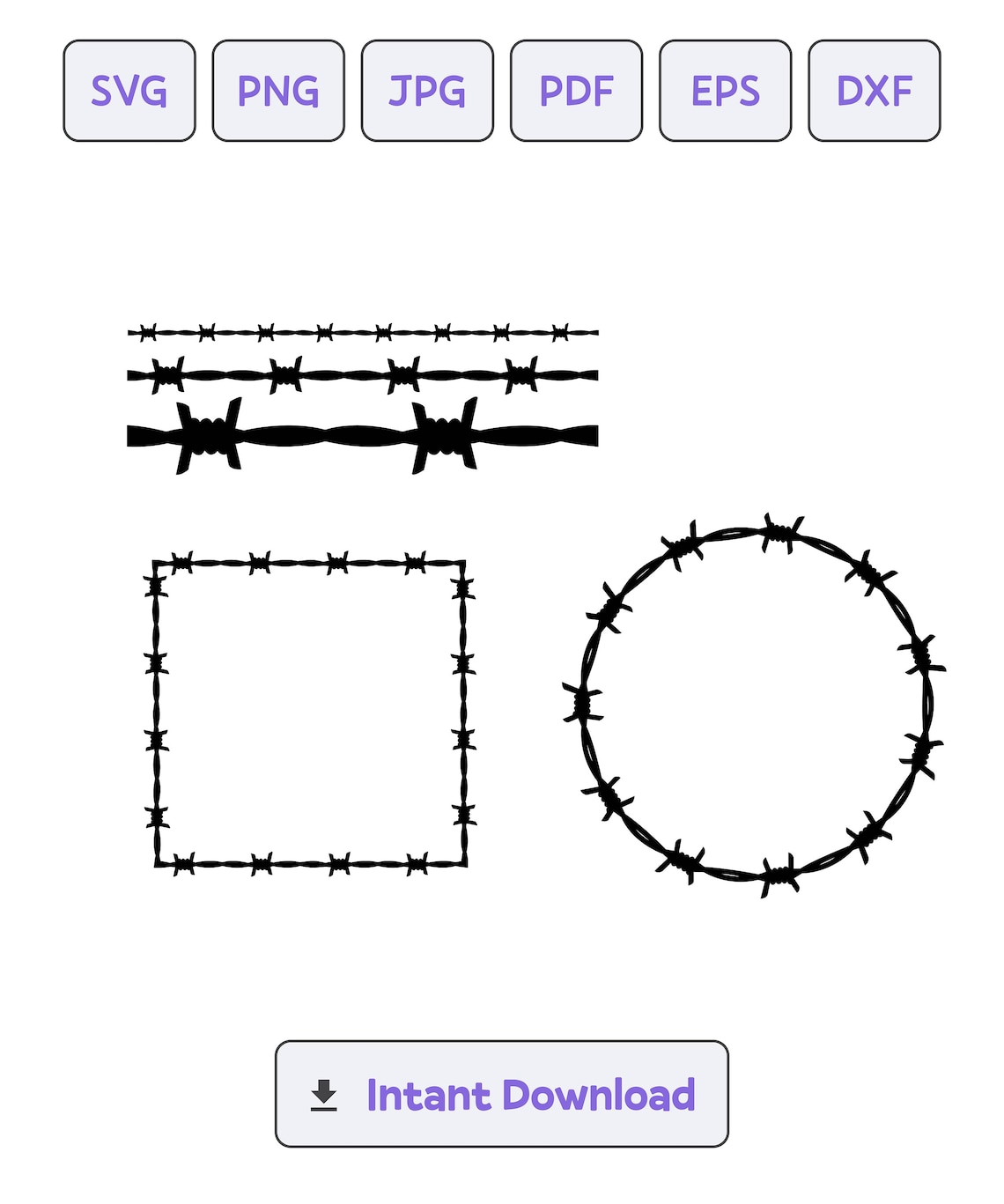 Barbed Wire Frames Silhouette: SVG, DXF, EPS (instant Download) - Etsy