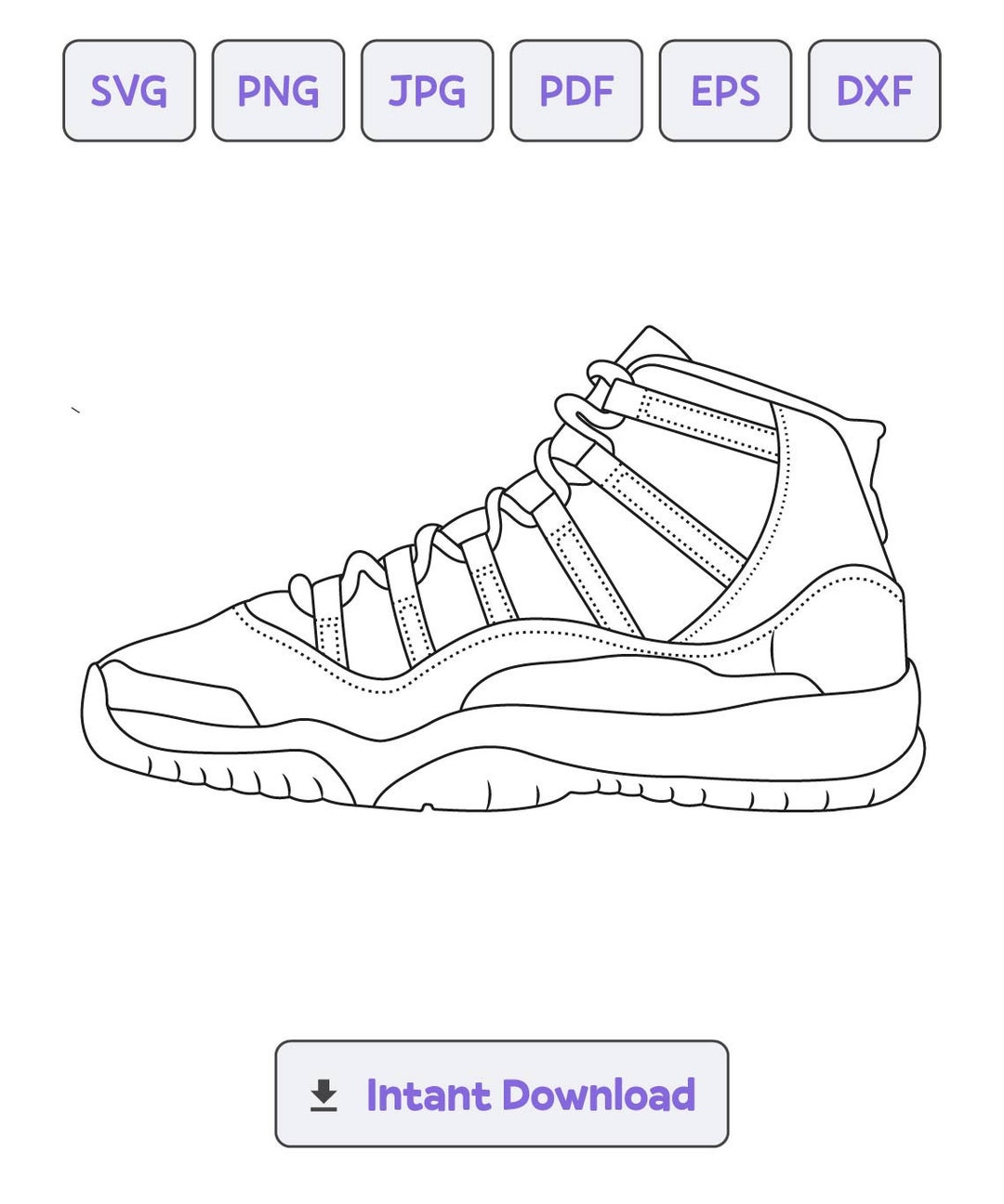 Sneakers SVG File: Shoe Cut Files for Cricut, Silhouette (digital ...