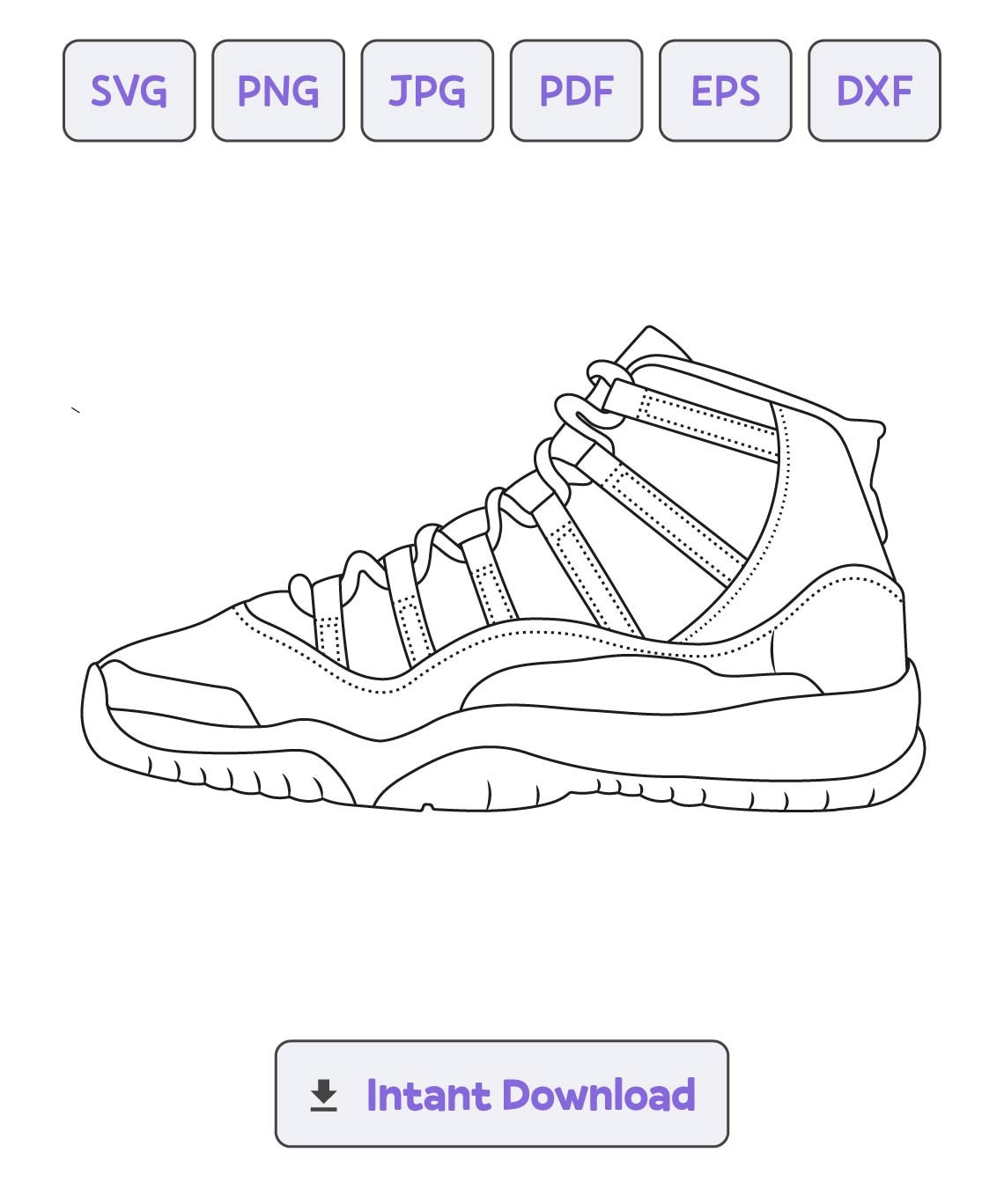 Sneakers SVG File: Shoe Cut Files for Cricut, Silhouette (digital ...