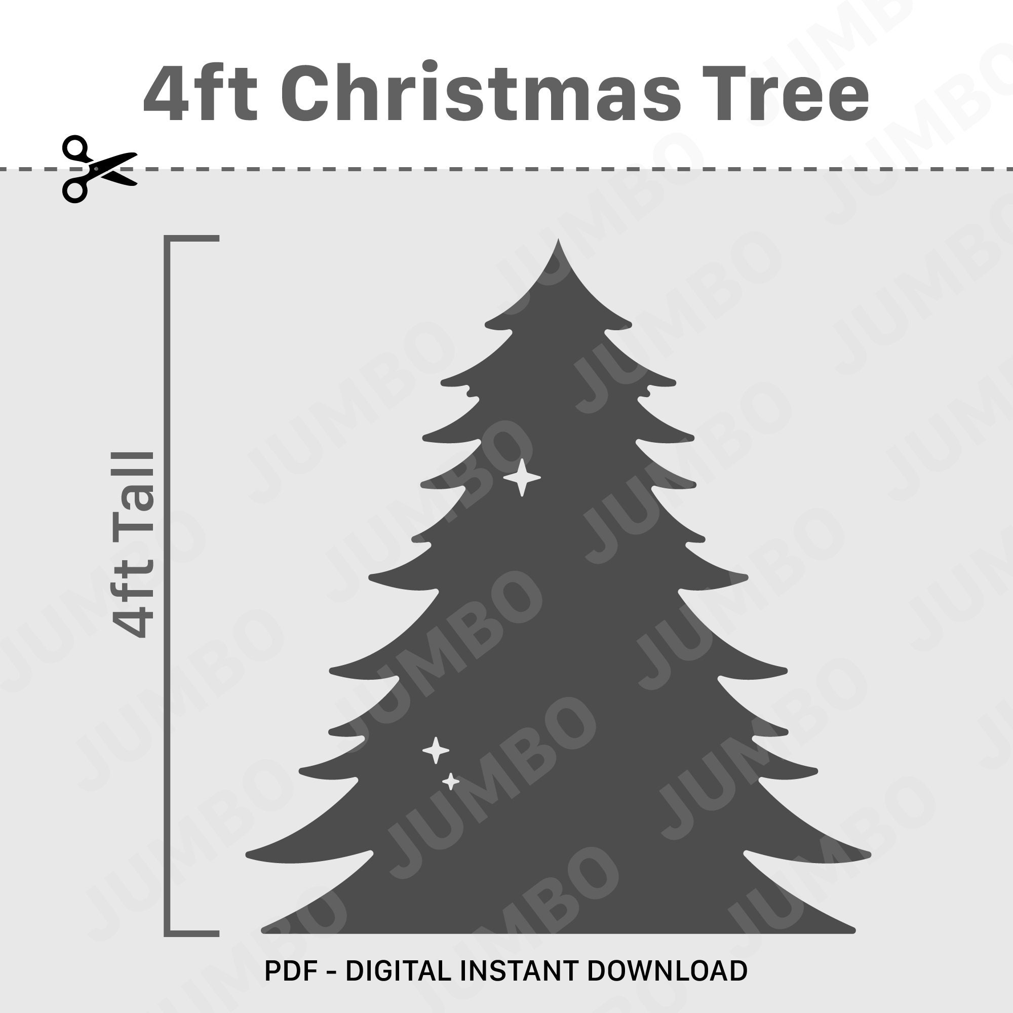 4 Ft Christmas Tree Printable Template for Home Decor, Print Trace and ...