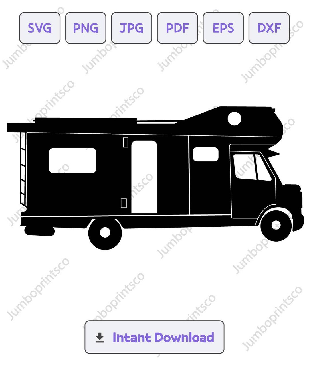 Camper Trailer Silhoutte, Van SVG File, Camper Van Clipart, Files for ...