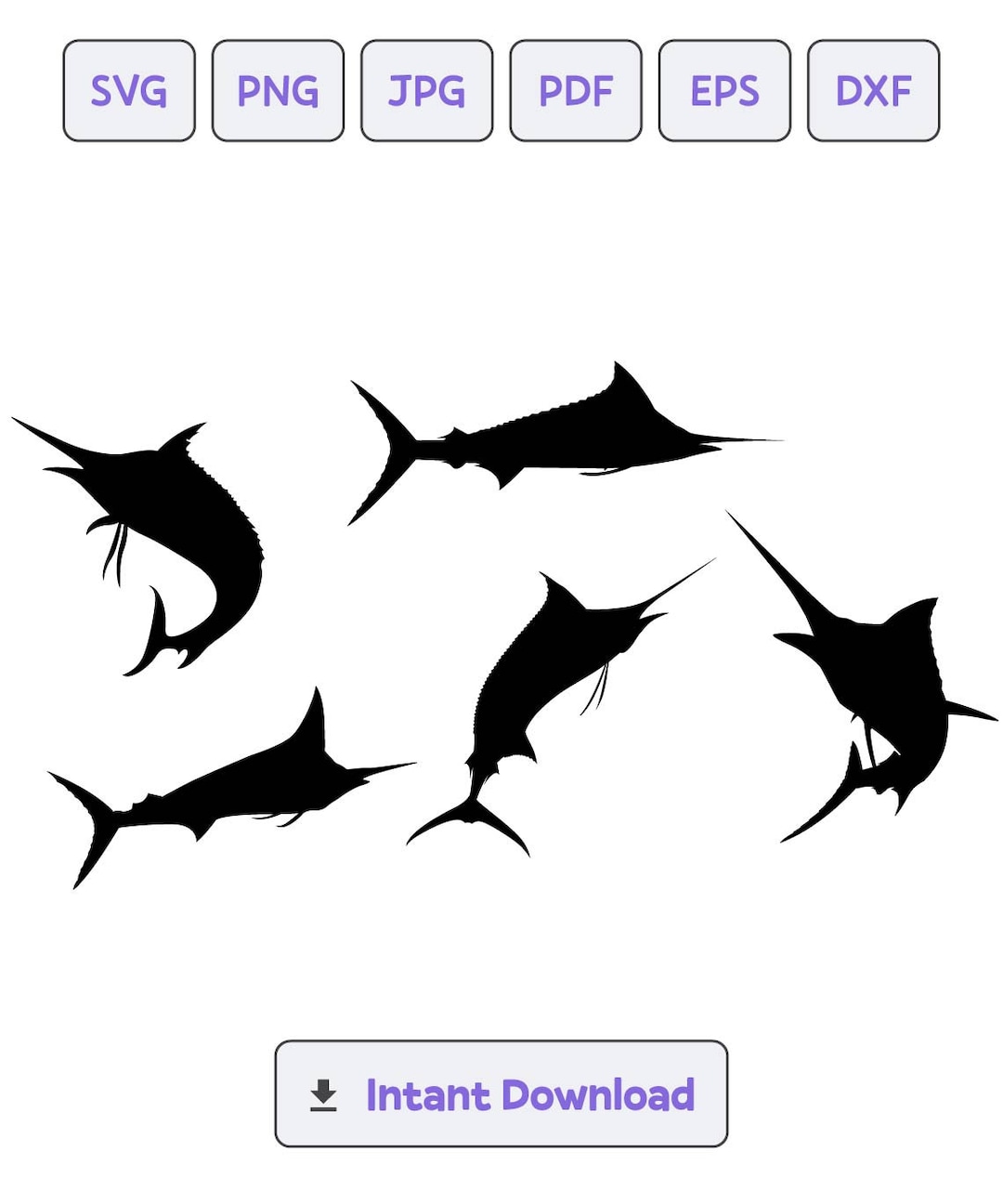 Marlin Fish Silhouette SVG, Svg, Dxf, Fish Eps, Fish Cricut, Clipart ...