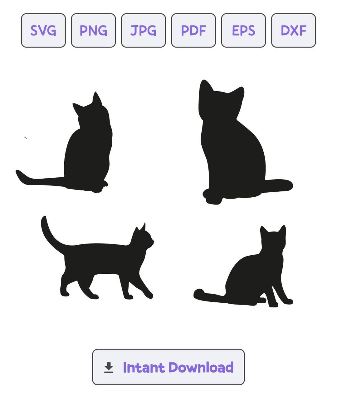 Silhouette de chat SVG Bundle, chat svg, chat dxf, eps, chat Cricut ...