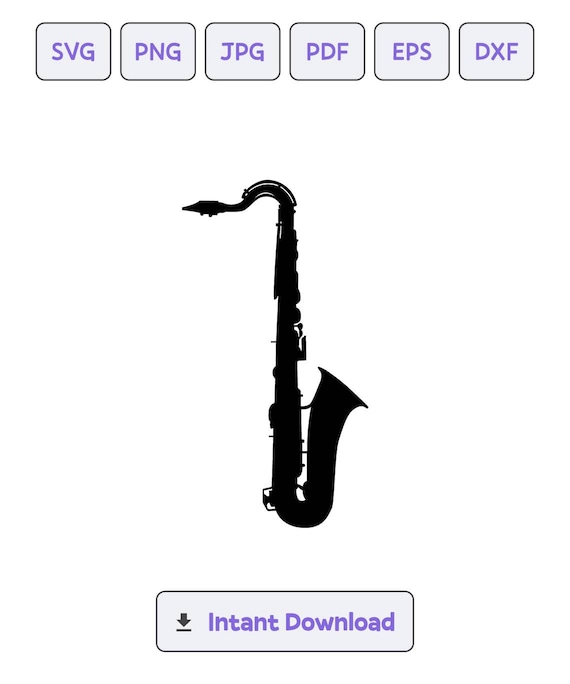 Saxofón SVG PNG eps Silueta de saxofón / Descarga digital - Etsy México