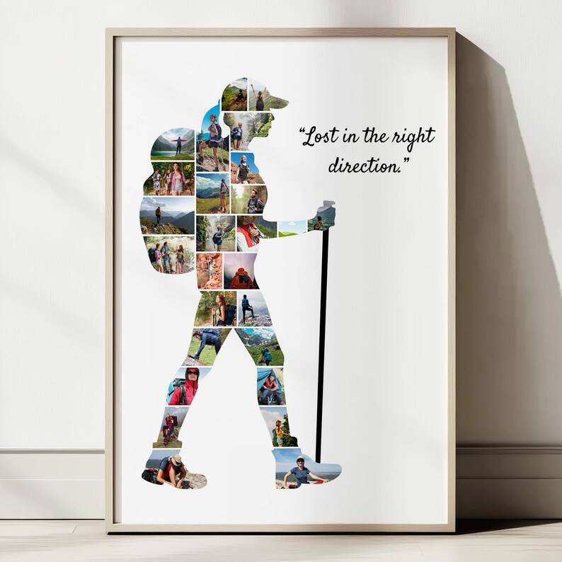 Female Hiker Photo Collage Template: Personalized Adventure Wall Art ...