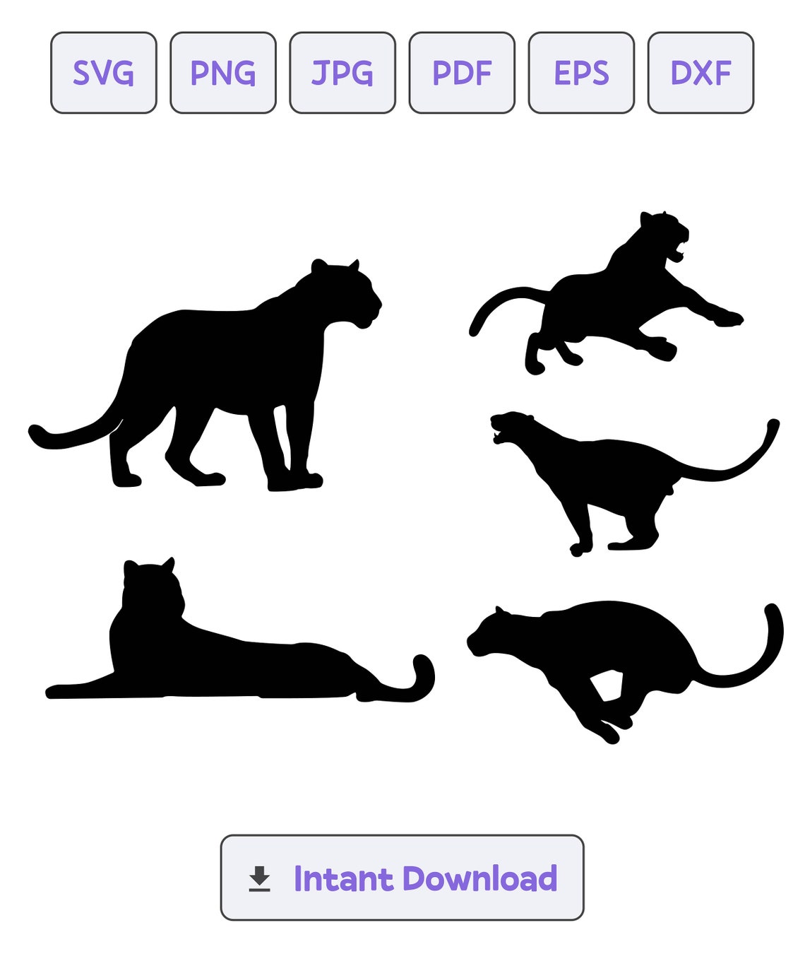 Panther Silhouette SVG, Svg, Dxf, Eps, Panther Cricut, Panther Clipart ...