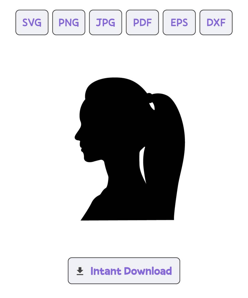 Women Side Profile Silhouette SVG, Svg, Dxf, Women Side Profile Eps ...