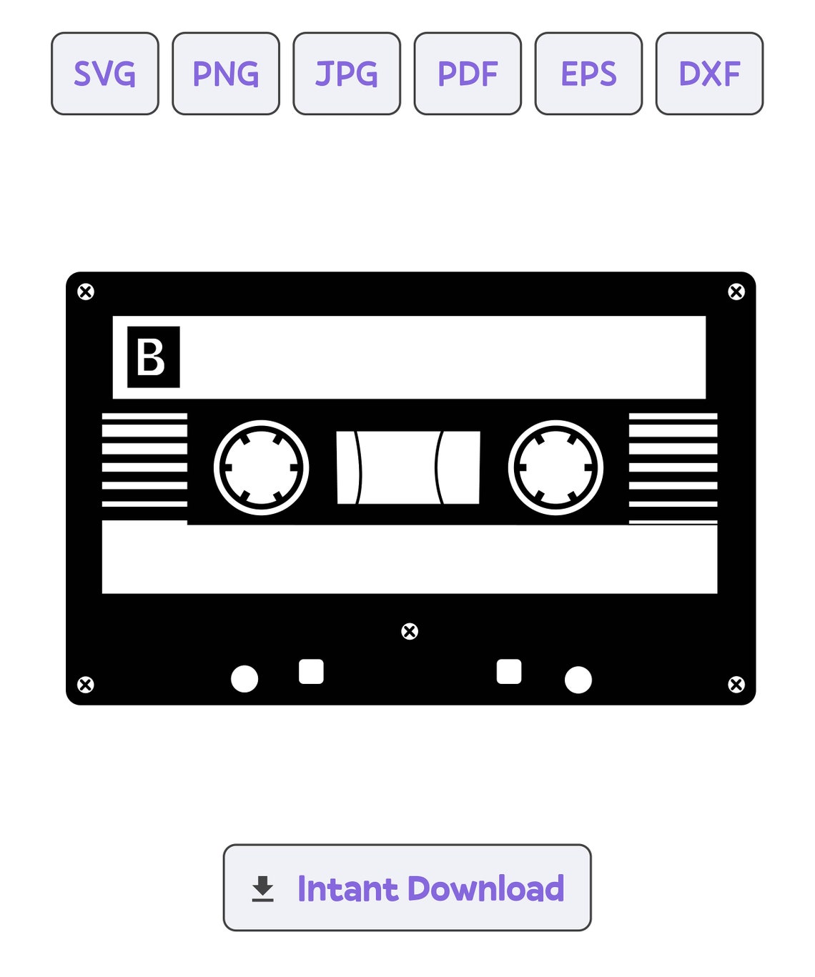 Buy Cassette Tape Silhouette SVG, Svg, Dxf, Cassette Tape Eps, Cassette ...