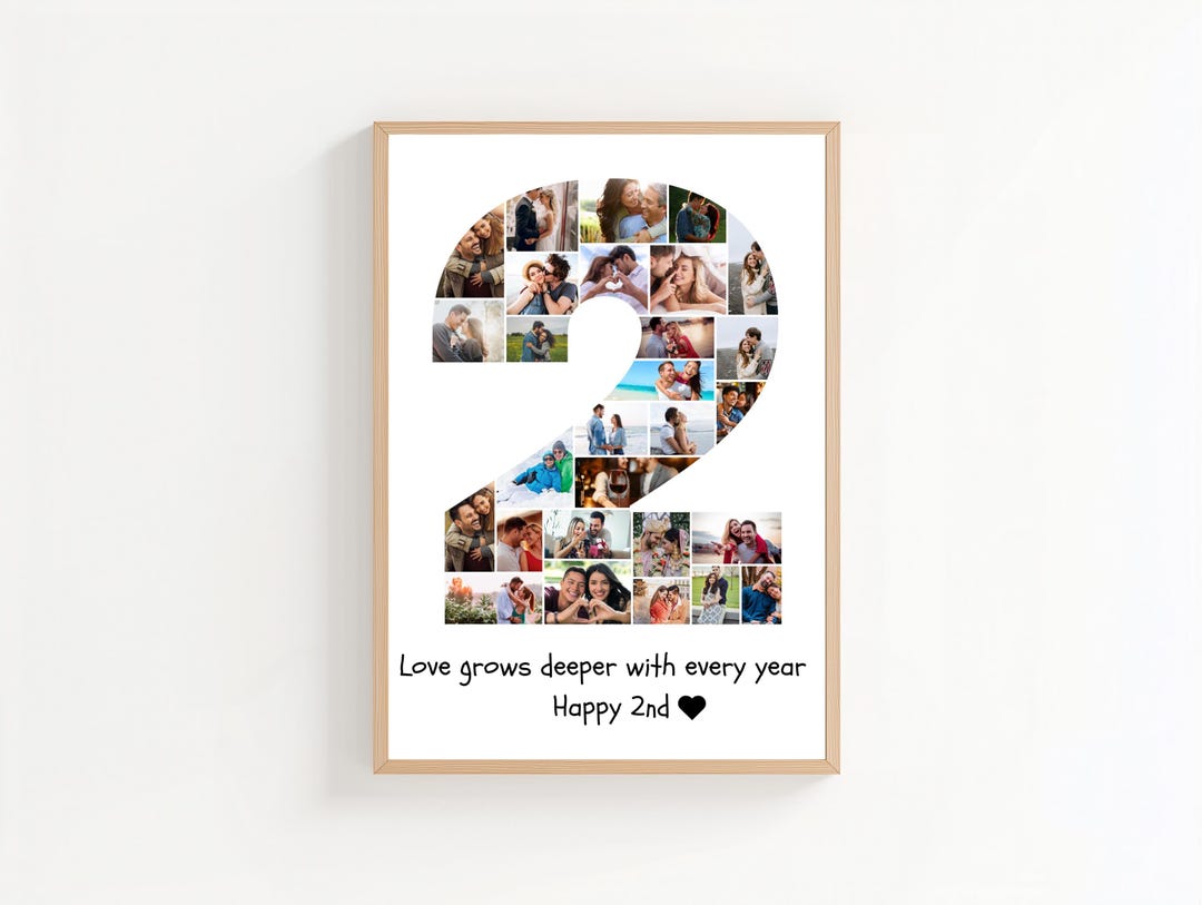 2nd Anniversary Photo Collage Template: Customizable Number Two ...