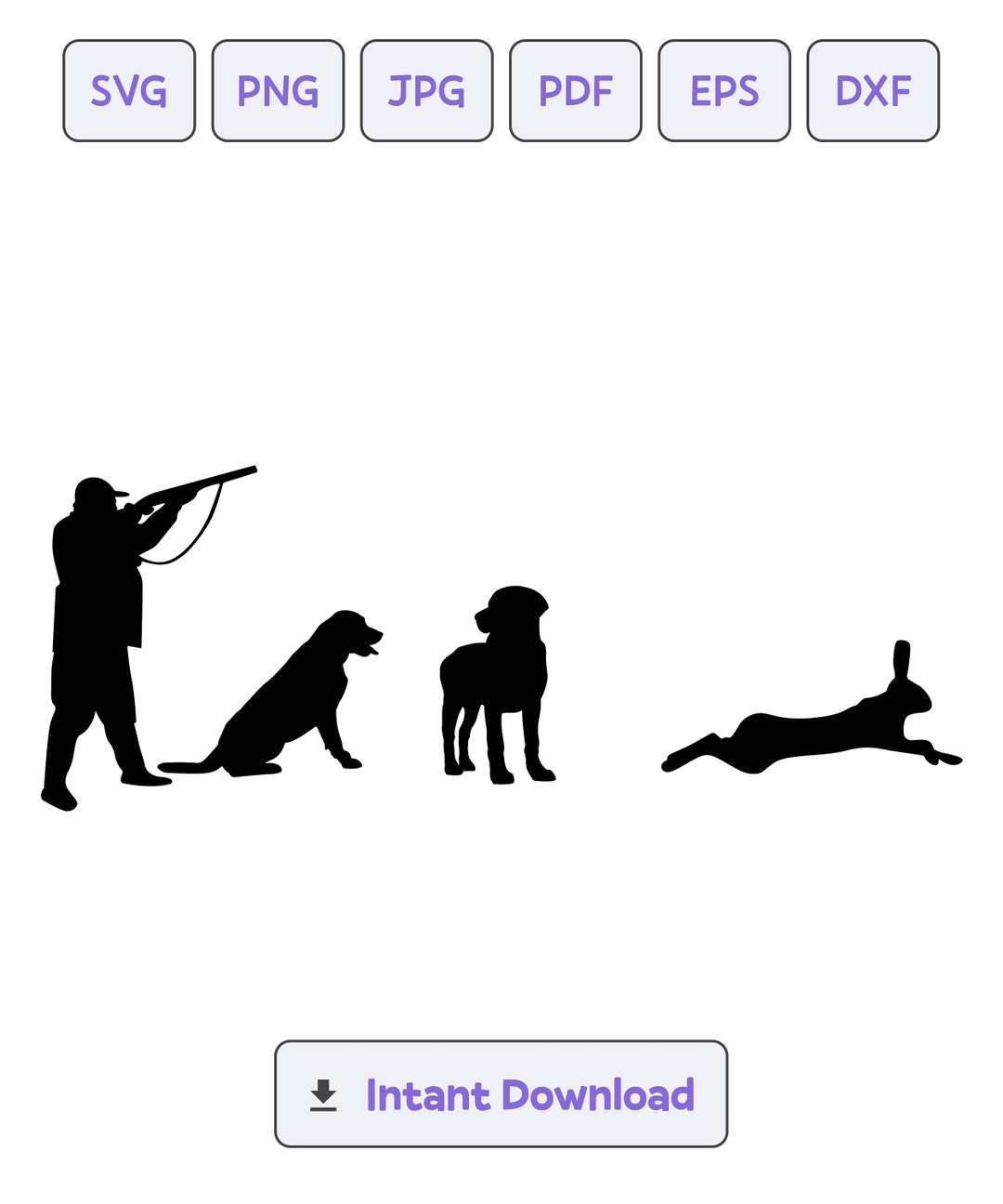 Rabbit Hunter Silhouette SVG, Svg, Dxf, Eps, Rabbit Hunter Cricut ...