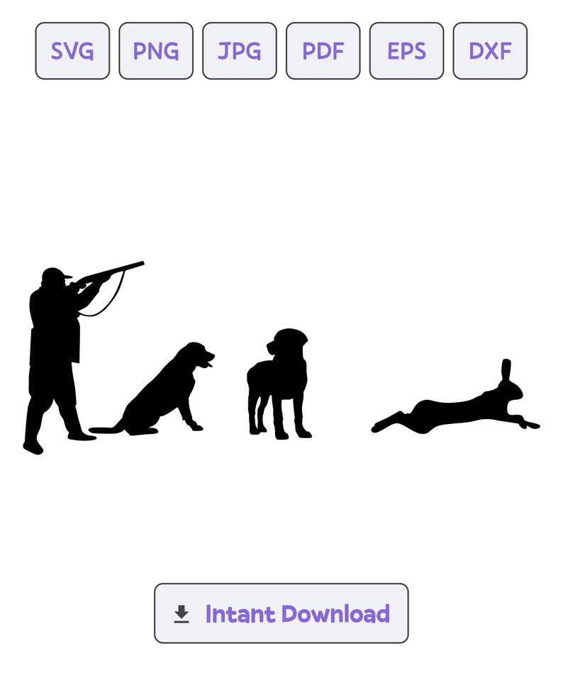 Rabbit Hunter Silhouette SVG Svg Dxf Eps Rabbit Hunter - Etsy