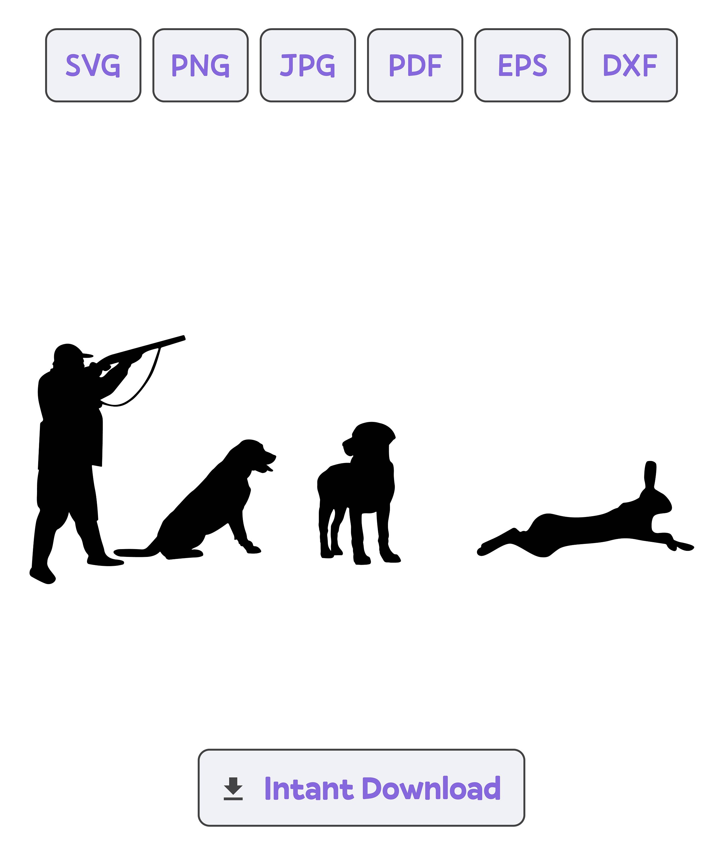 Rabbit Hunter Silhouette SVG, Svg, Dxf, Eps, Rabbit Hunter Cricut ...