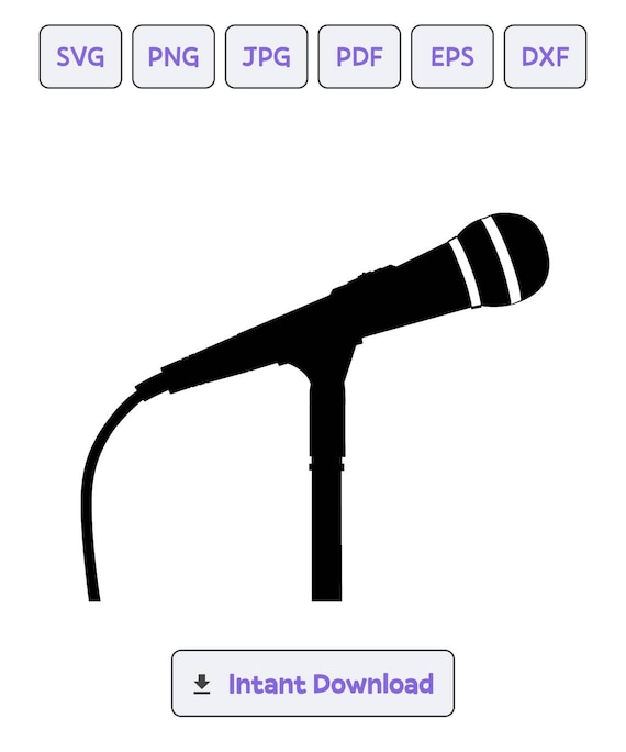Microphone Silhouette SVG Svg Dxf Mic Eps Cricut Mic | Etsy