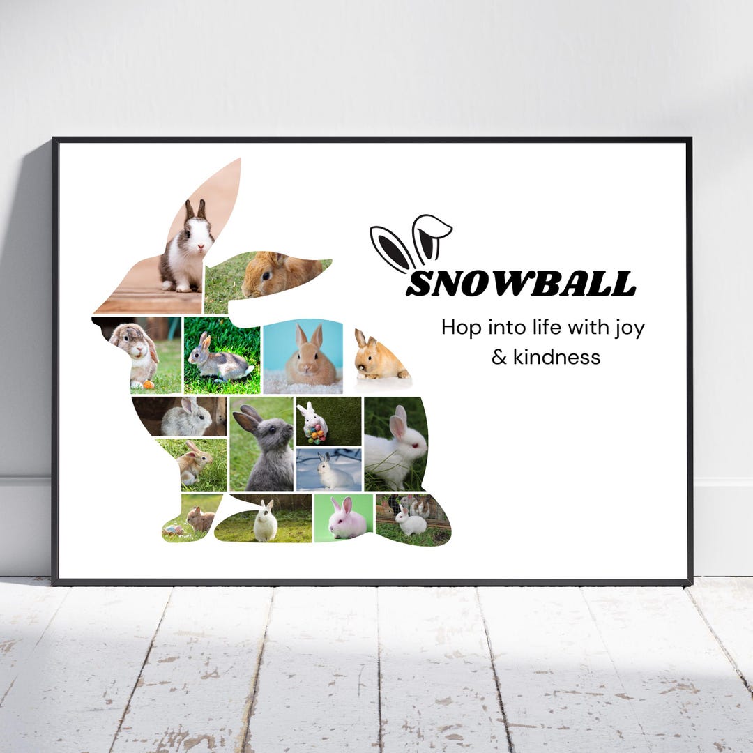 Custom Rabbit Photo Collage, Canva Template, Personalized Rabbit Gift ...