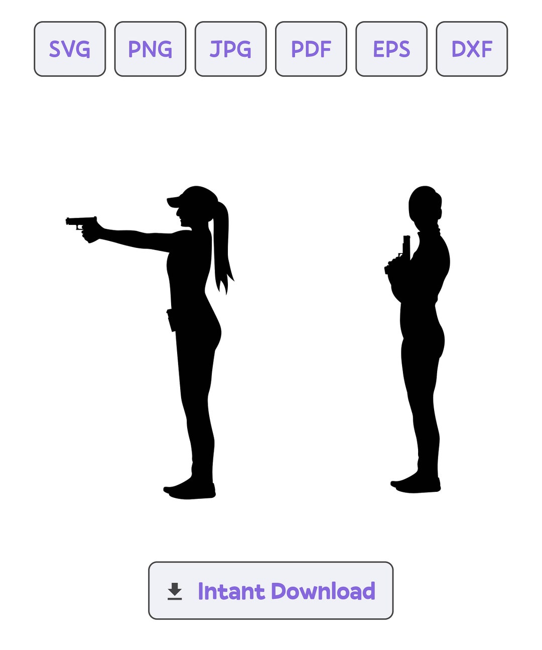 Women Gun Shooting Silhouette SVG, Women Svg, Dxf, Eps, Cricut, Gun ...